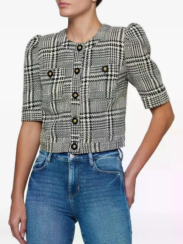L'Agence Allegra Glen Plaid Cropped Jacket