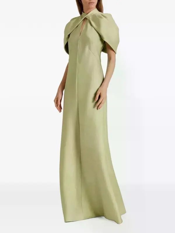 Alberta Ferretti Puff-sleeve Cut-out Maxi Dress - Green