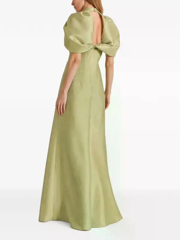 Alberta Ferretti Puff-sleeve Cut-out Maxi Dress - Green
