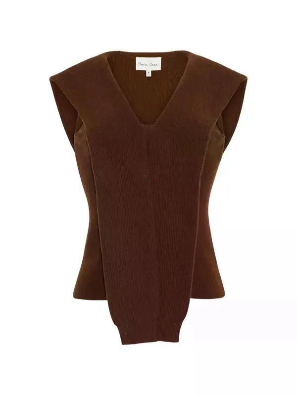 Cara Cara Ember V-neck Vest - Brown