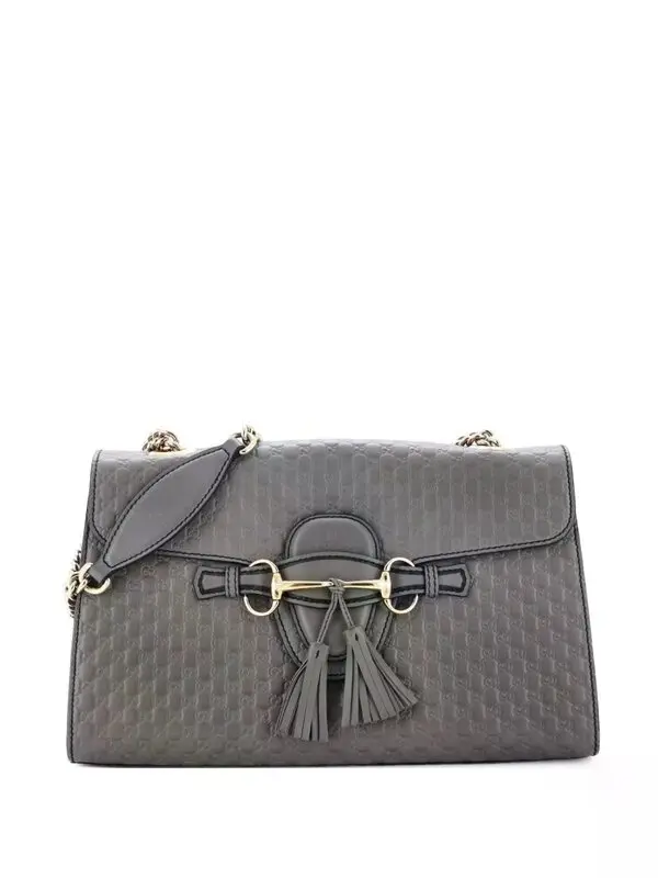 Gucci Microssima Leather Medium Shoulder Bag - Grey