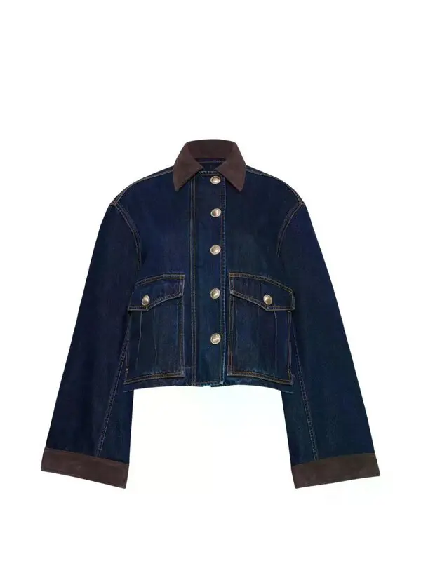 Cara Cara Ralph Denim Jacket With Suede Collar And Cuffs