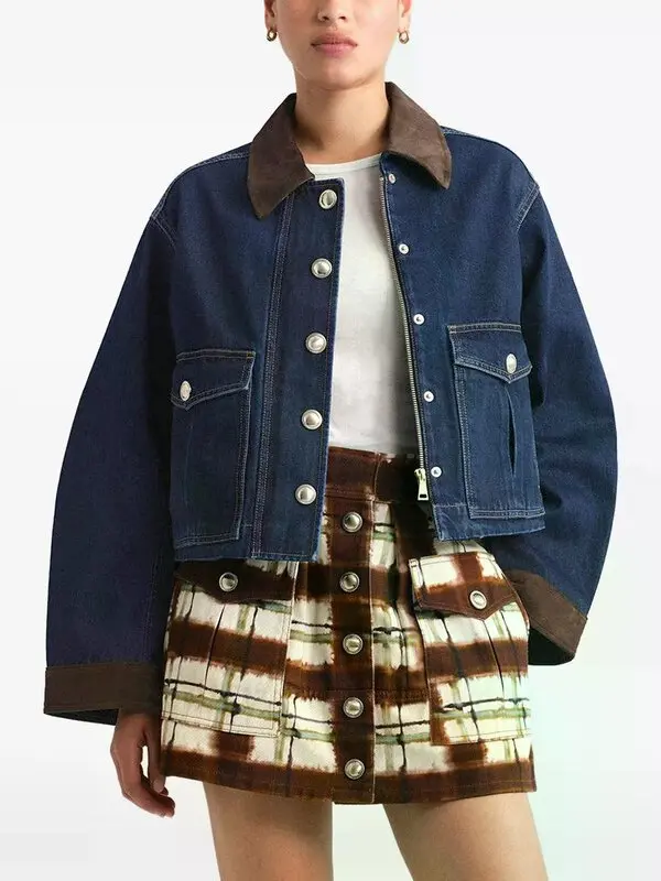 Cara Cara Ralph Denim Jacket With Suede Collar And Cuffs