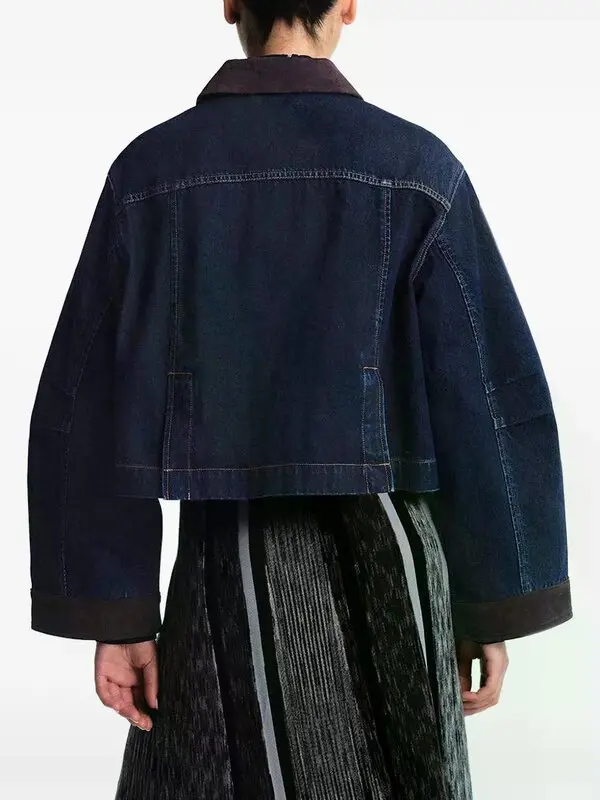 Cara Cara Ralph Denim Jacket With Suede Collar And Cuffs