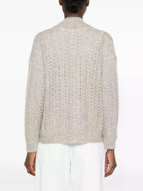 PANICALE Sequin-embellished Open-knit Cardigan