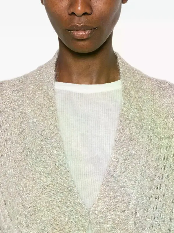 PANICALE Sequin-embellished Open-knit Cardigan