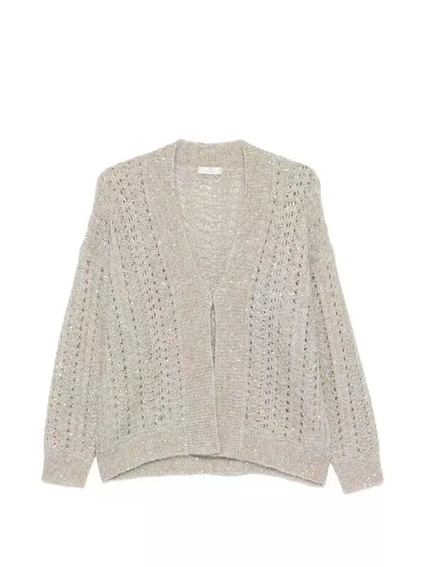 PANICALE Sequin-embellished Open-knit Cardigan