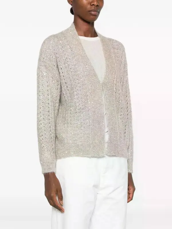 PANICALE Sequin-embellished Open-knit Cardigan