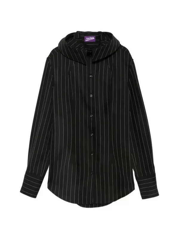 JEAN PAUL GAULTIER Pinstripe Hooded Shirt - Black