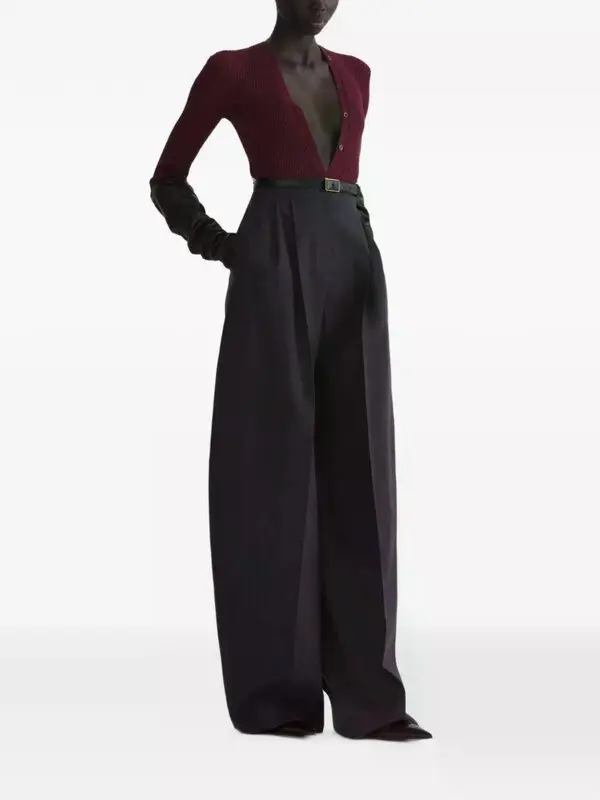 MUGLER Ribbed-knit Button-up Bodysuit