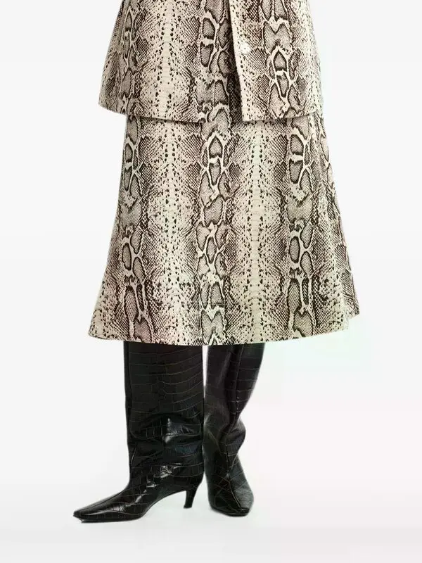 Cara Cara Aisha Snakeskin-print A-line Midi Skirt