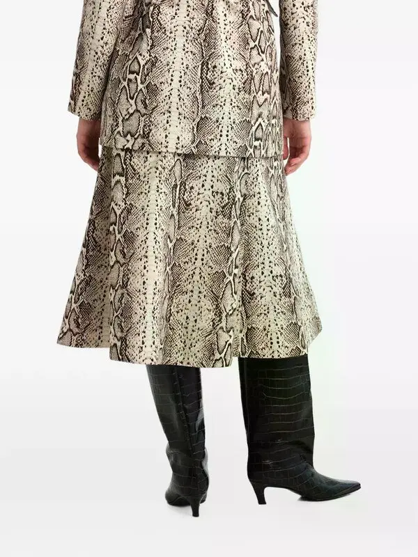 Cara Cara Aisha Snakeskin-print A-line Midi Skirt