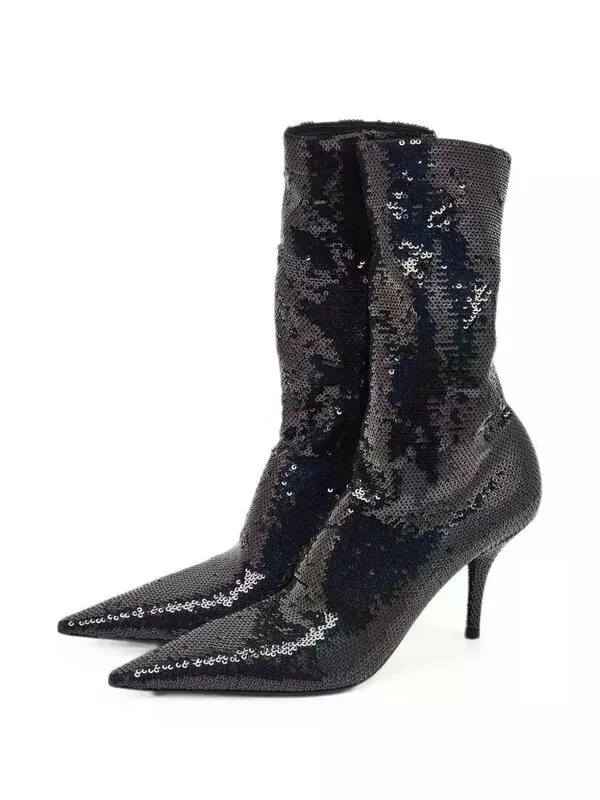 Balenciaga Knife Sequin Heeled Ankle Boots