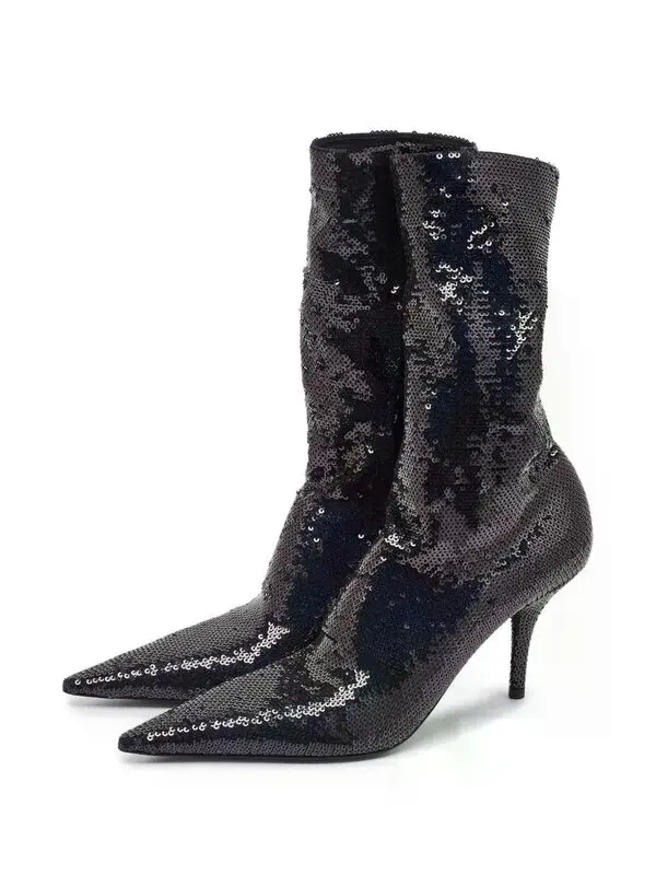 Balenciaga Knife Sequin Heeled Ankle Boots