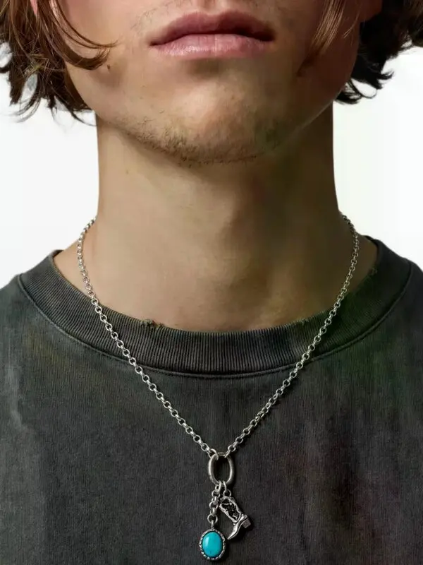 TWOJEYS Boot Pendant Necklace With Turquoise Stone