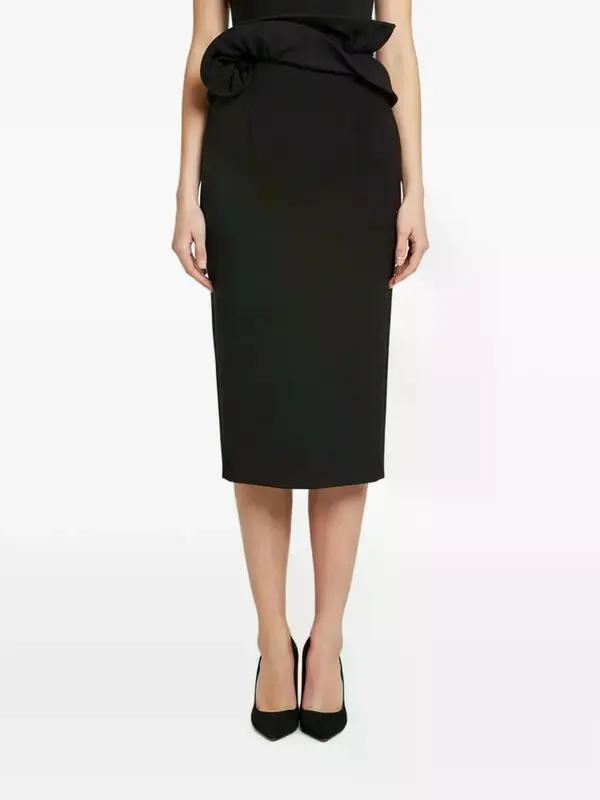 Magda Butrym Flower Detail Ribbed Midi Skirt - Black