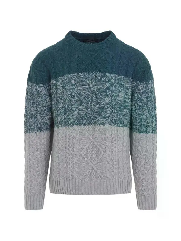 Kiton Cable-knit Colour-block Sweater