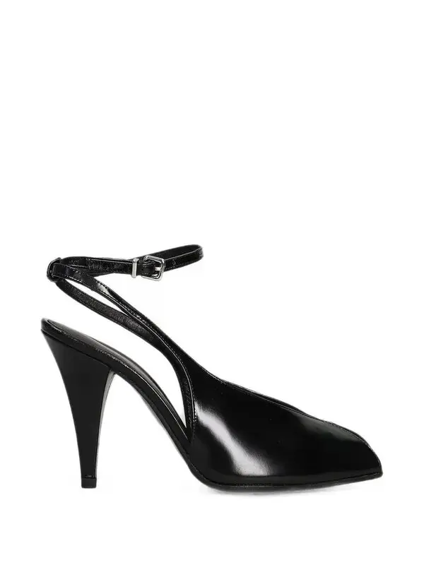 CHANTAL Leather Peep-toe Pumps With Buckle Fastening