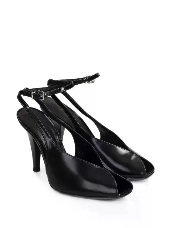 CHANTAL Leather Peep-toe Pumps With Buckle Fastening