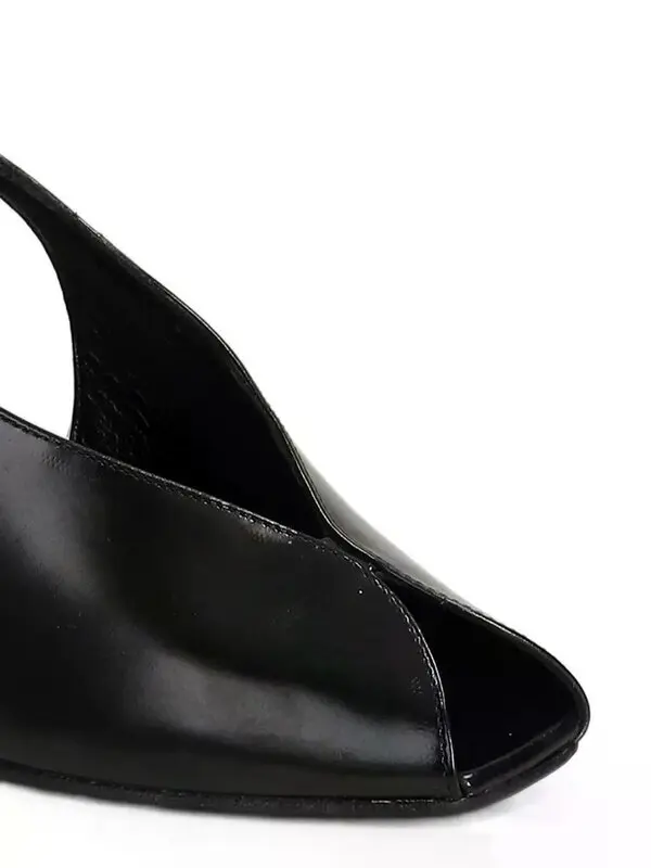 CHANTAL Leather Peep-toe Pumps With Buckle Fastening