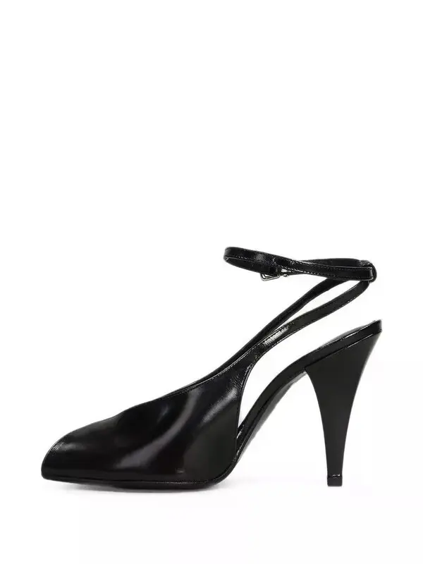 CHANTAL Leather Peep-toe Pumps With Buckle Fastening