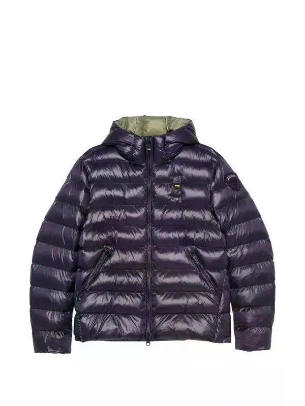BLAUER. Quilted Hooded Jacket With Logo Patch