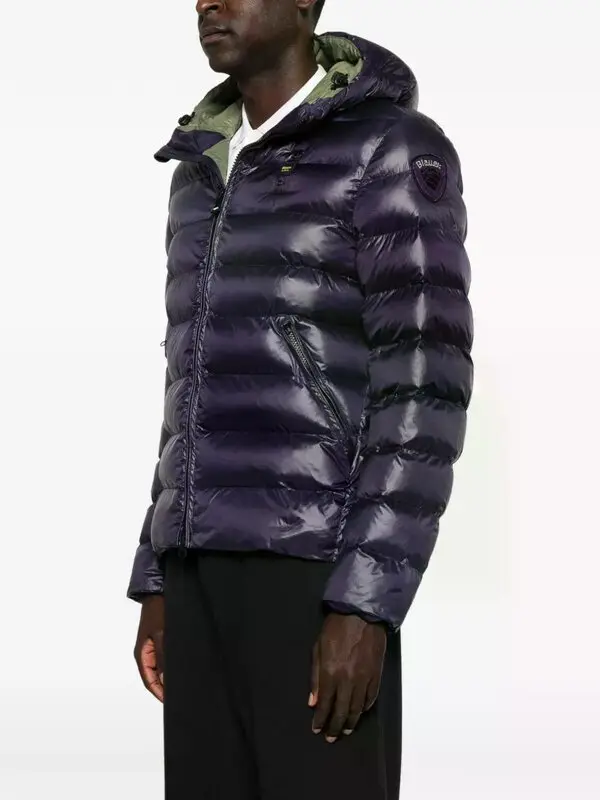 BLAUER. Quilted Hooded Jacket With Logo Patch