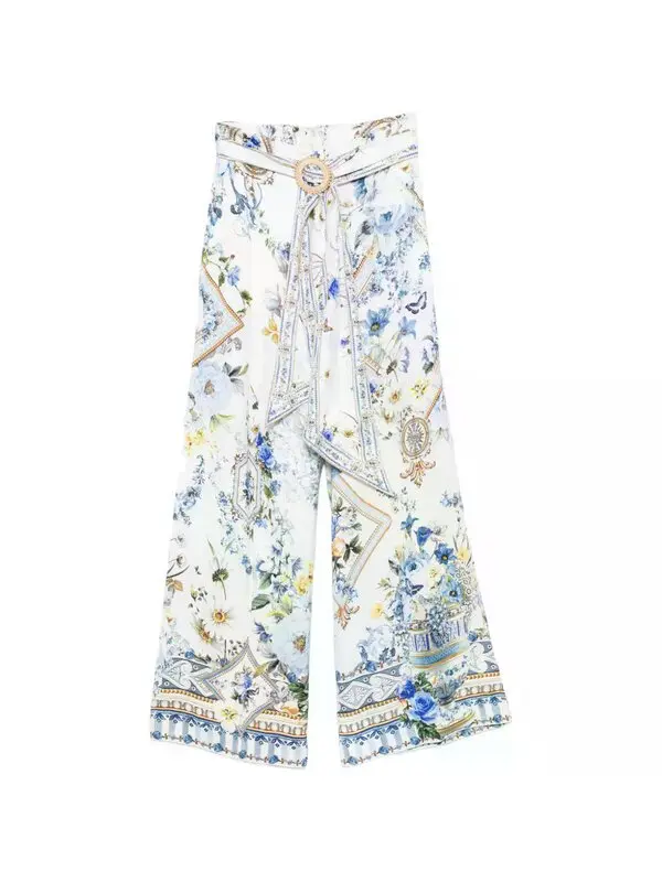 Camilla Floral Print Belted Palazzo Pants