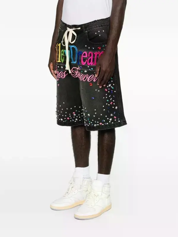 VALE FOREVER Crystal-embellished Embroidered Shorts