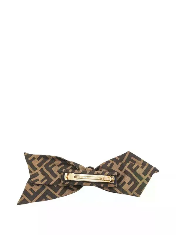 Fendi Ff Motif Bow Detail Hair Clip - Brown