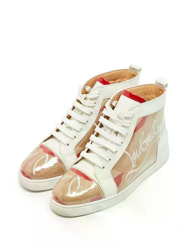 CHRISTIAN LOUBOUTIN Transparent Paneled Lace-up High-top Sneakers