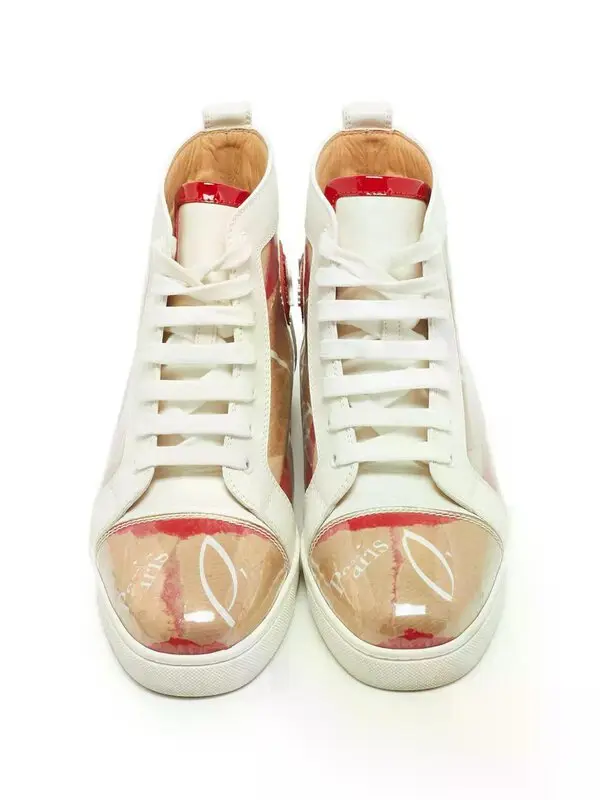 CHRISTIAN LOUBOUTIN Transparent Paneled Lace-up High-top Sneakers