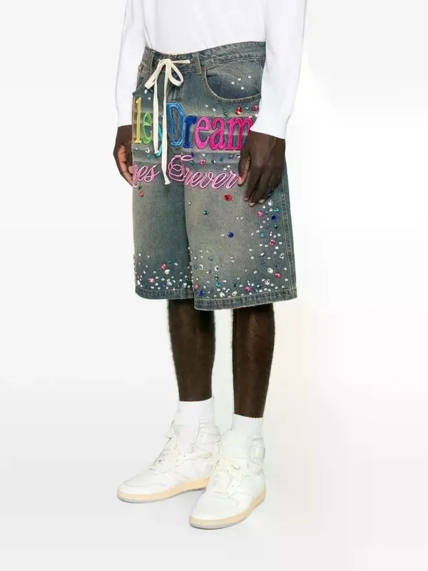 VALE FOREVER Crystal-embellished Embroidered Shorts
