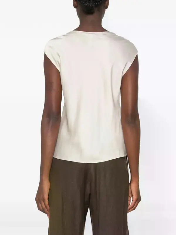 Imperial Sleeveless V-neck Blouse - Neutrals
