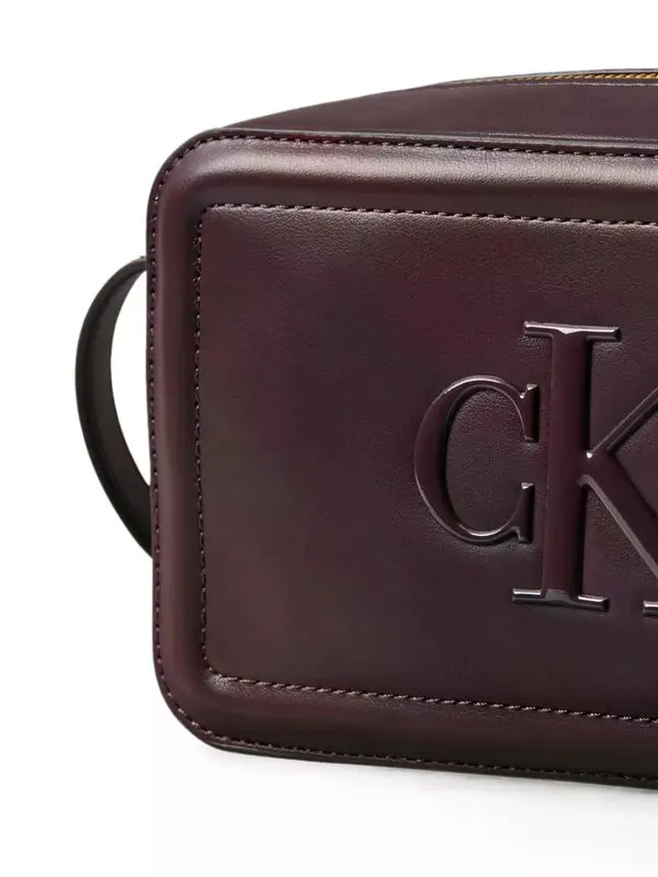 Calvin Klein Monogram Logo Embossed Camera Shoulder Bag - Red