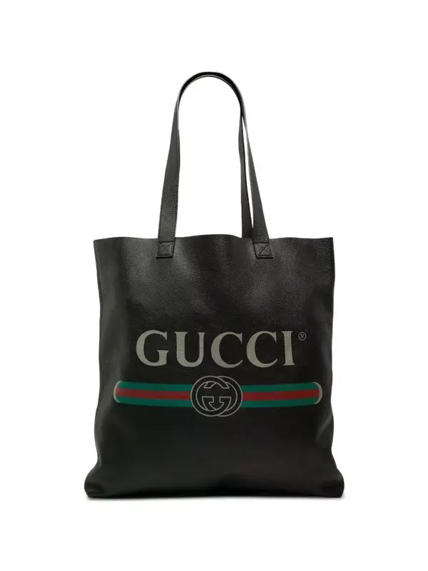 Gucci Calfskin Logo Tote Bag