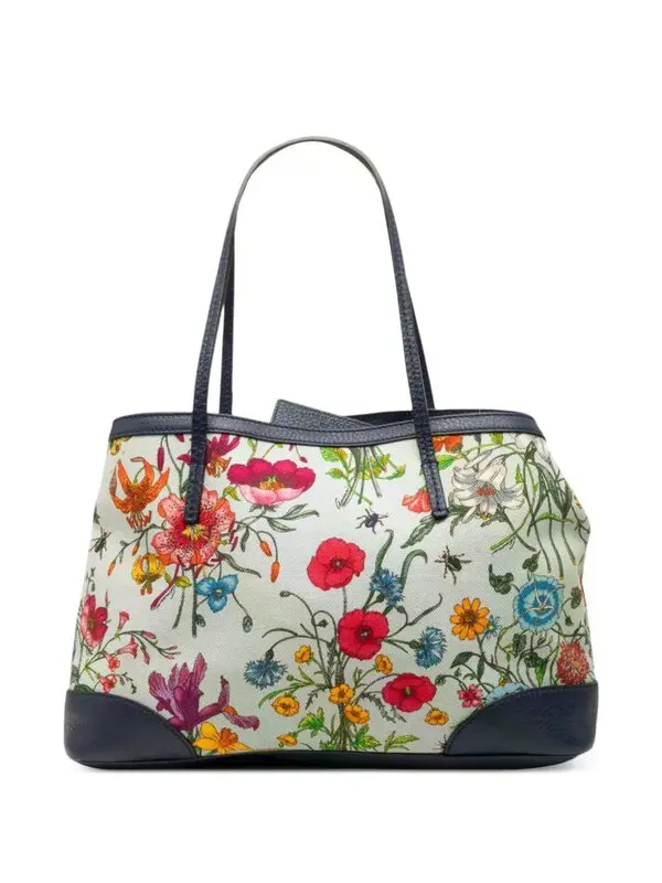 Gucci Flora Canvas Tote Bag - White