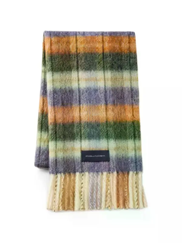 PIQUADRO Check-pattern Fringed Scarf