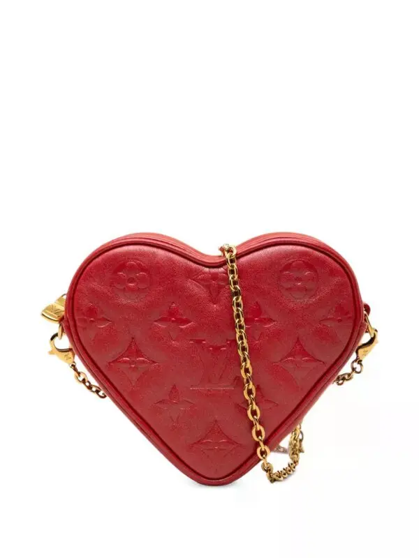 LOUIS VUITTON 2021-2026 Monogram Embossed Lambskin Fall In Love Sac Coeur Heart On Chain Crossbody Bag - Red