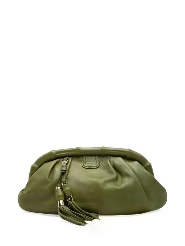 Gucci 2000-2015 Calfskin Bamboo Frame Tassel Clutch Bag