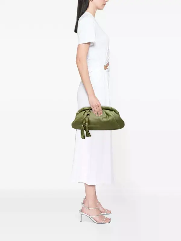 Gucci 2000-2015 Calfskin Bamboo Frame Tassel Clutch Bag