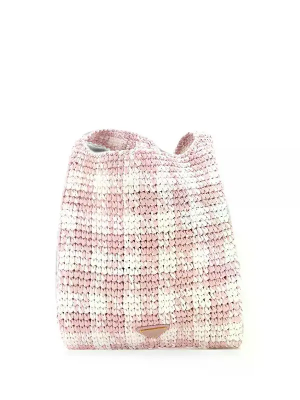 Prada Logo Messenger Bag Printed Raffia Small Crossbody Bag