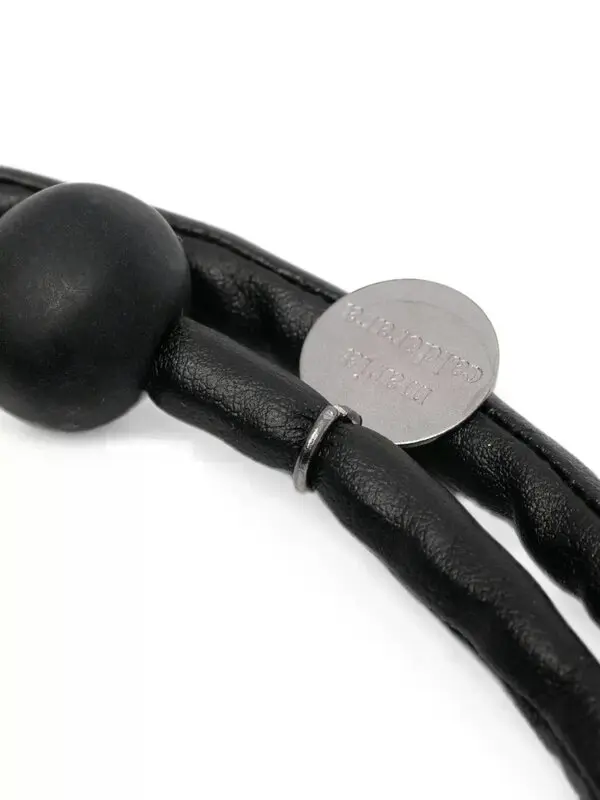 MARIA CALDERARA Leather Floral Detail Necklace - Black