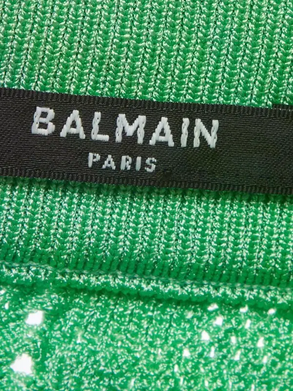 Balmain Monogram Pointelle-knit Mini Skirt