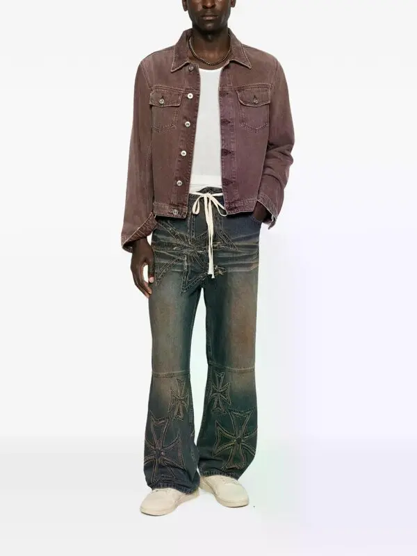 VALE FOREVER Cross-patch Drawstring Jeans