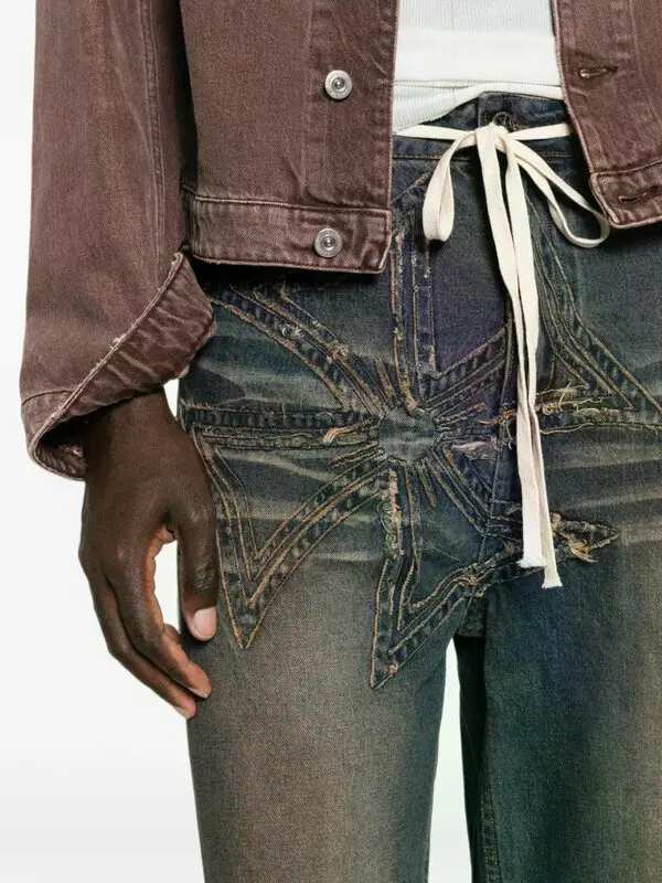 VALE FOREVER Cross-patch Drawstring Jeans