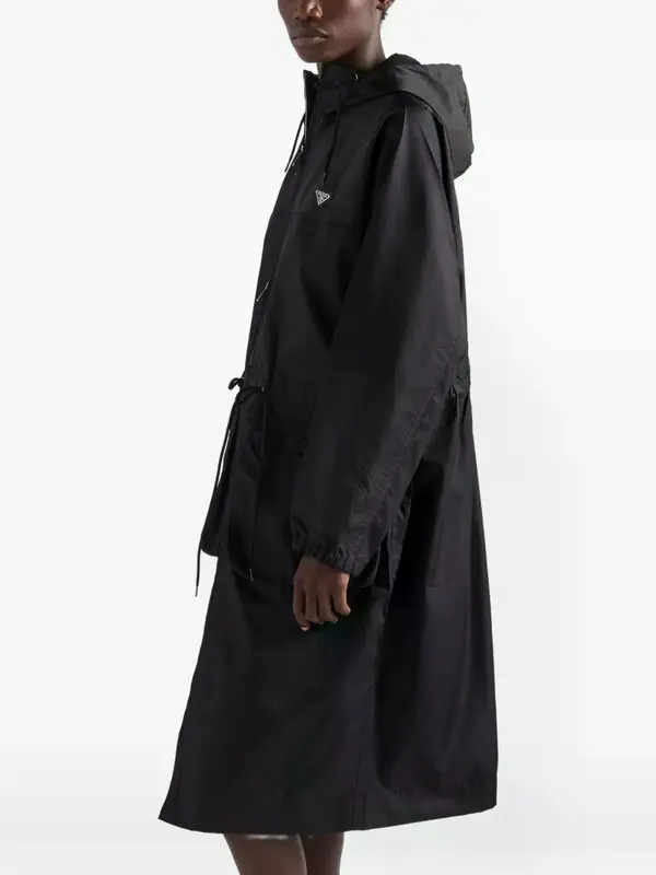 Prada Re-nylon Waterproof Parka With Drawstring Waist And Hood