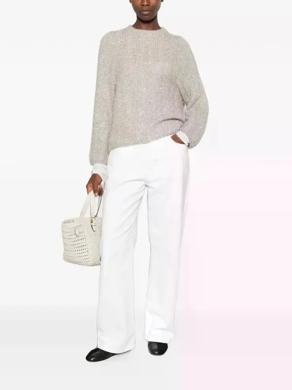 PANICALE Sequin-embellished Ribbed-knit Sweater