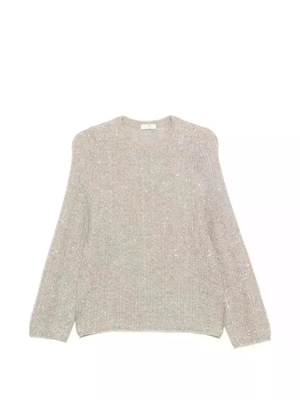 PANICALE Sequin-embellished Ribbed-knit Sweater - Neutrals