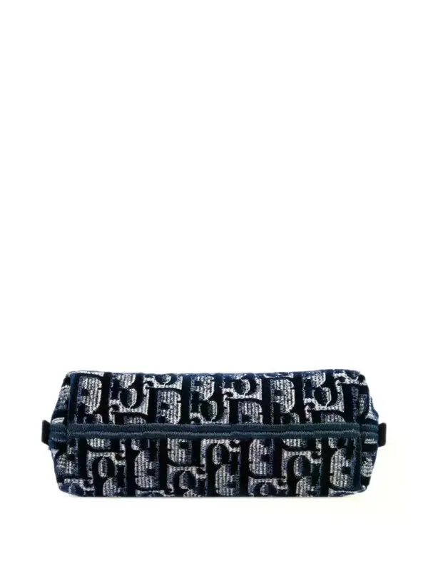 Dior Oblique Embroidered Velvet Cosmetic Pouch - Blue